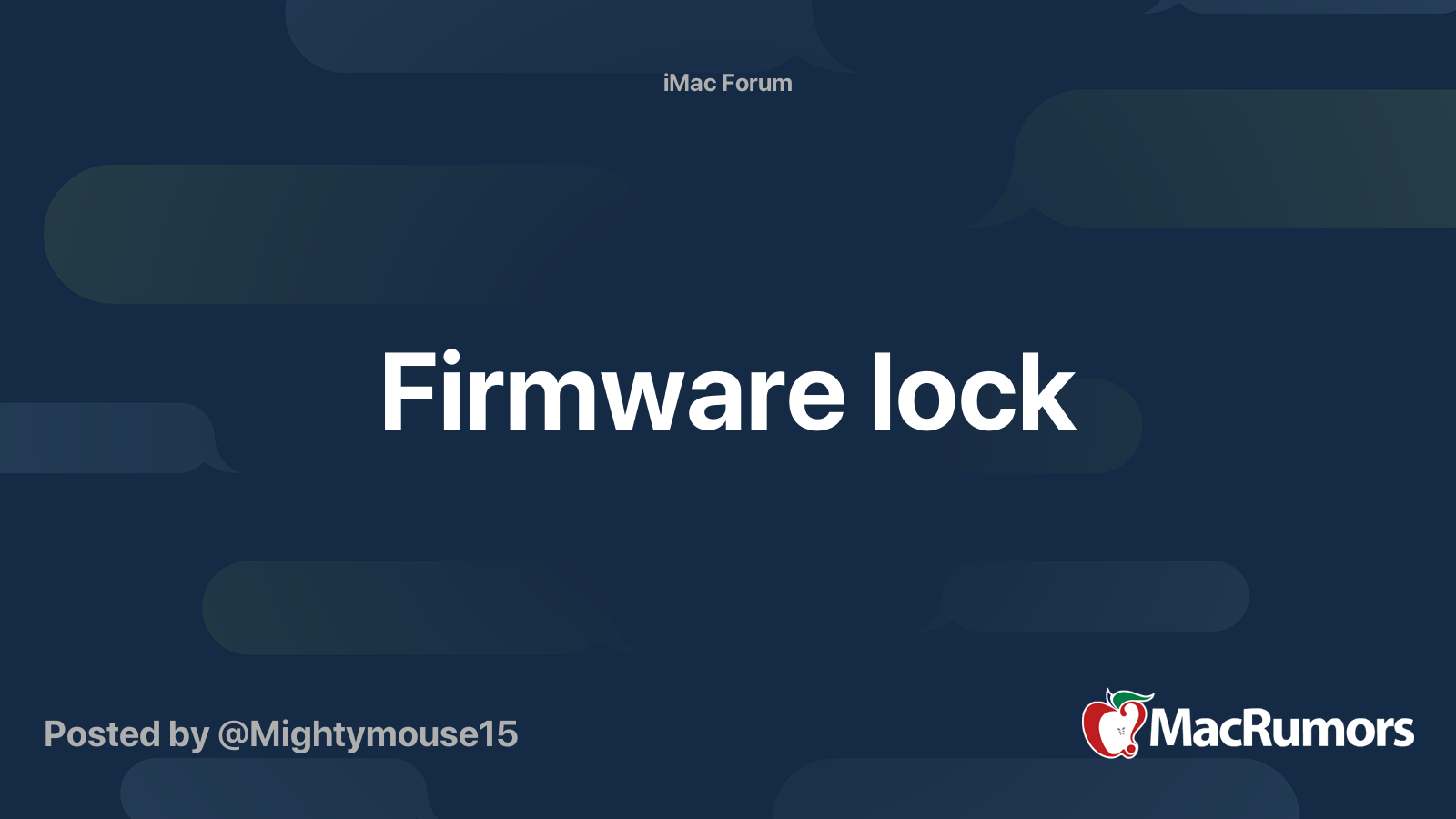 Firmware lock | MacRumors Forums