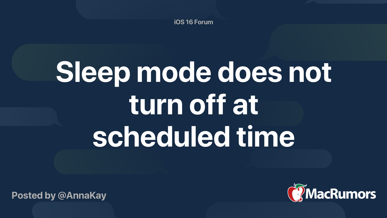 Sleep mode does not turn off at scheduled time | MacRumors Forums