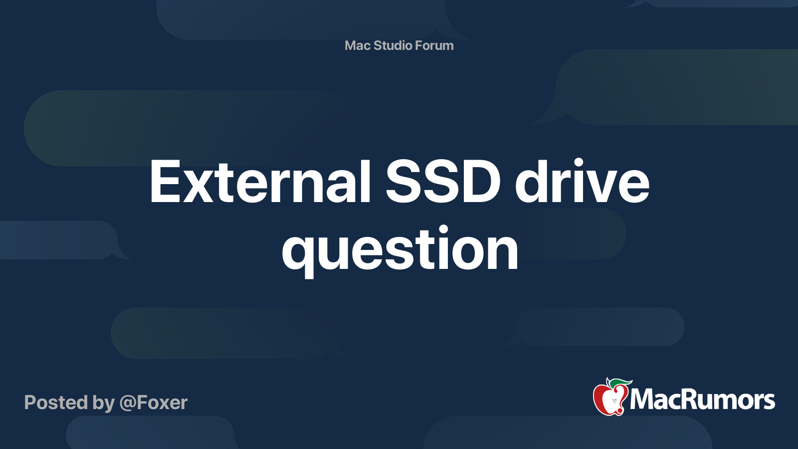 External SSD drive question | MacRumors Forums