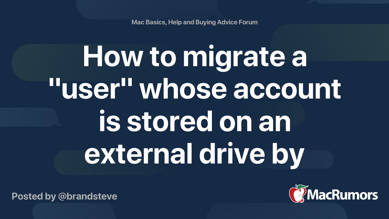 How to migrate a "user" whose account is stored on an external drive by ...