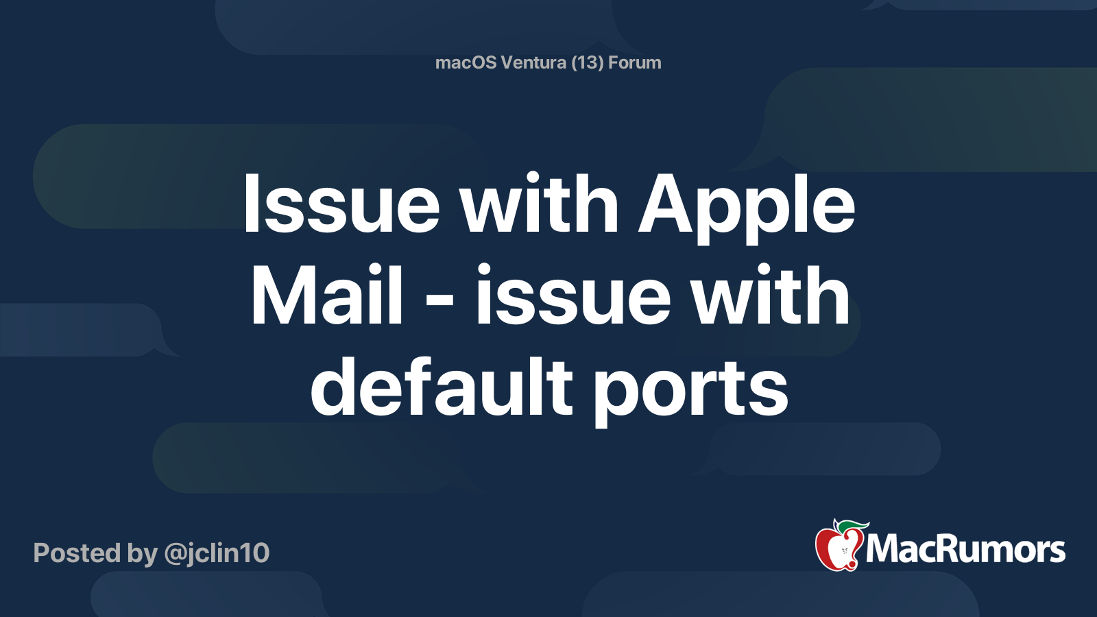 Issue with Apple Mail - issue with default ports | MacRumors Forums