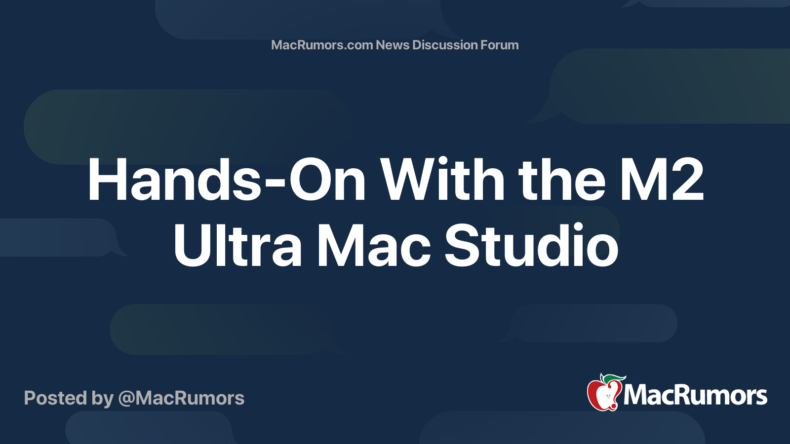 Hands-On With the M2 Ultra Mac Studio | MacRumors Forums