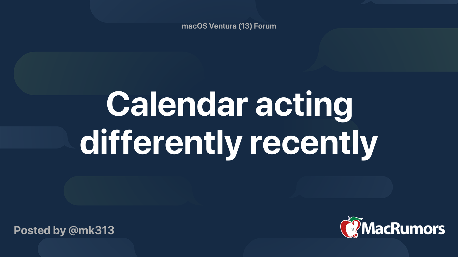 Calendar acting differently recently | MacRumors Forums
