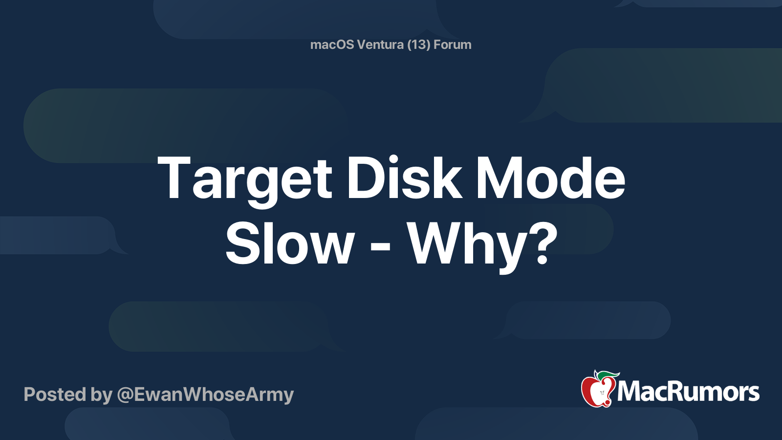 Target Disk Mode Slow - Why? | MacRumors Forums