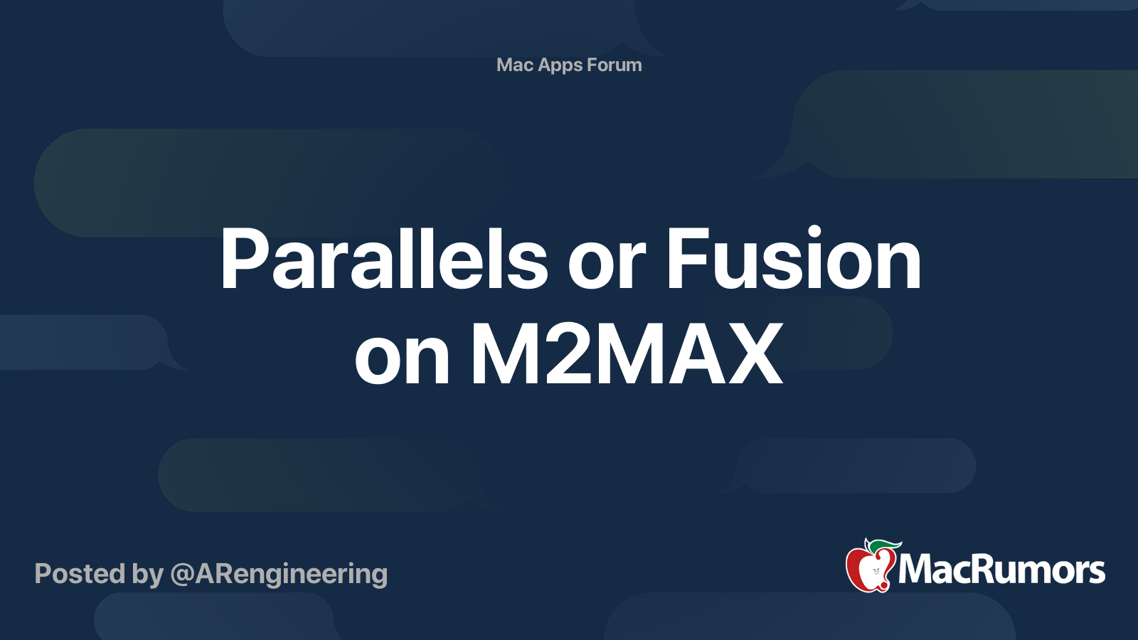 Parallels or Fusion on M2MAX | MacRumors Forums