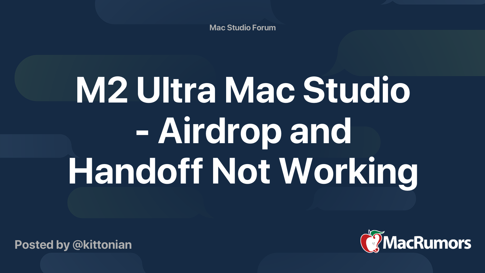 M2 Ultra Mac Studio - Airdrop and Handoff Not Working | MacRumors Forums