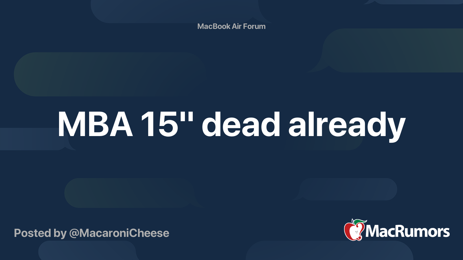 MBA 15" dead already | MacRumors Forums