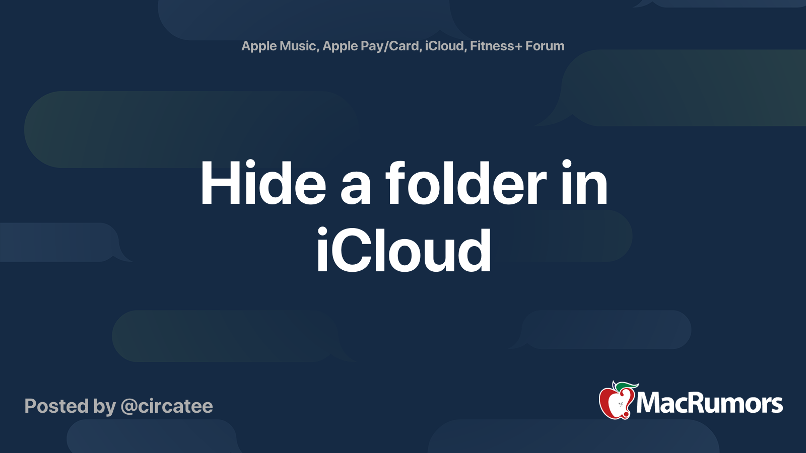 Hide a folder in iCloud | MacRumors Forums