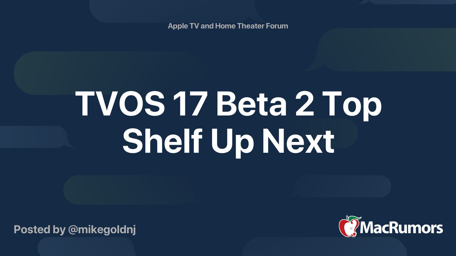 TVOS 17 Beta 2 Top Shelf Up Next | MacRumors Forums