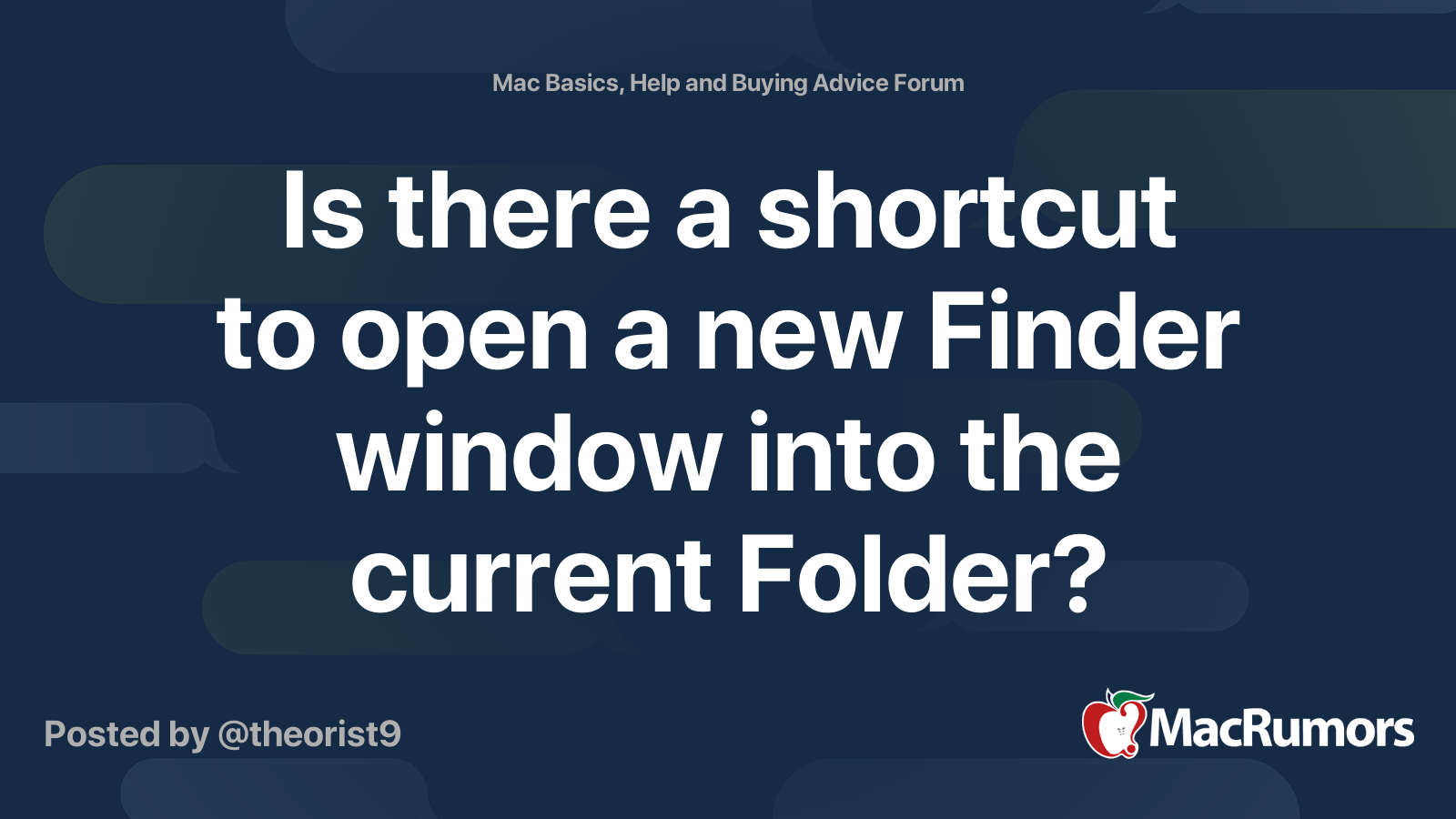Is there a shortcut to open a new Finder window into the current Folder? | MacRumors Forums