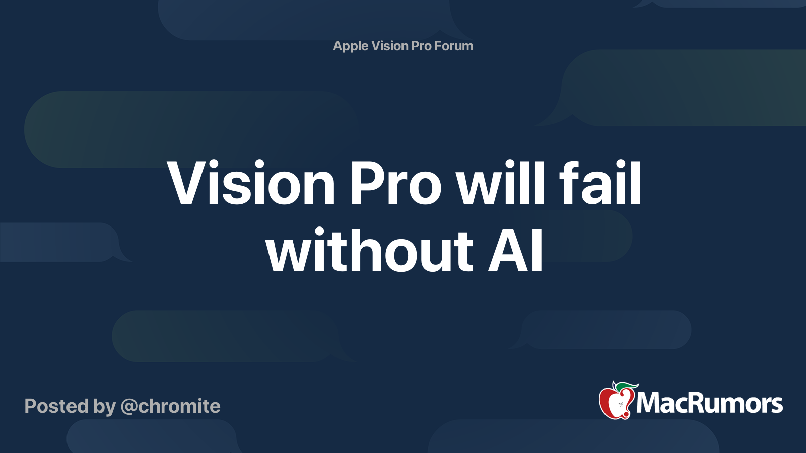 Vision Pro will fail without AI | MacRumors Forums