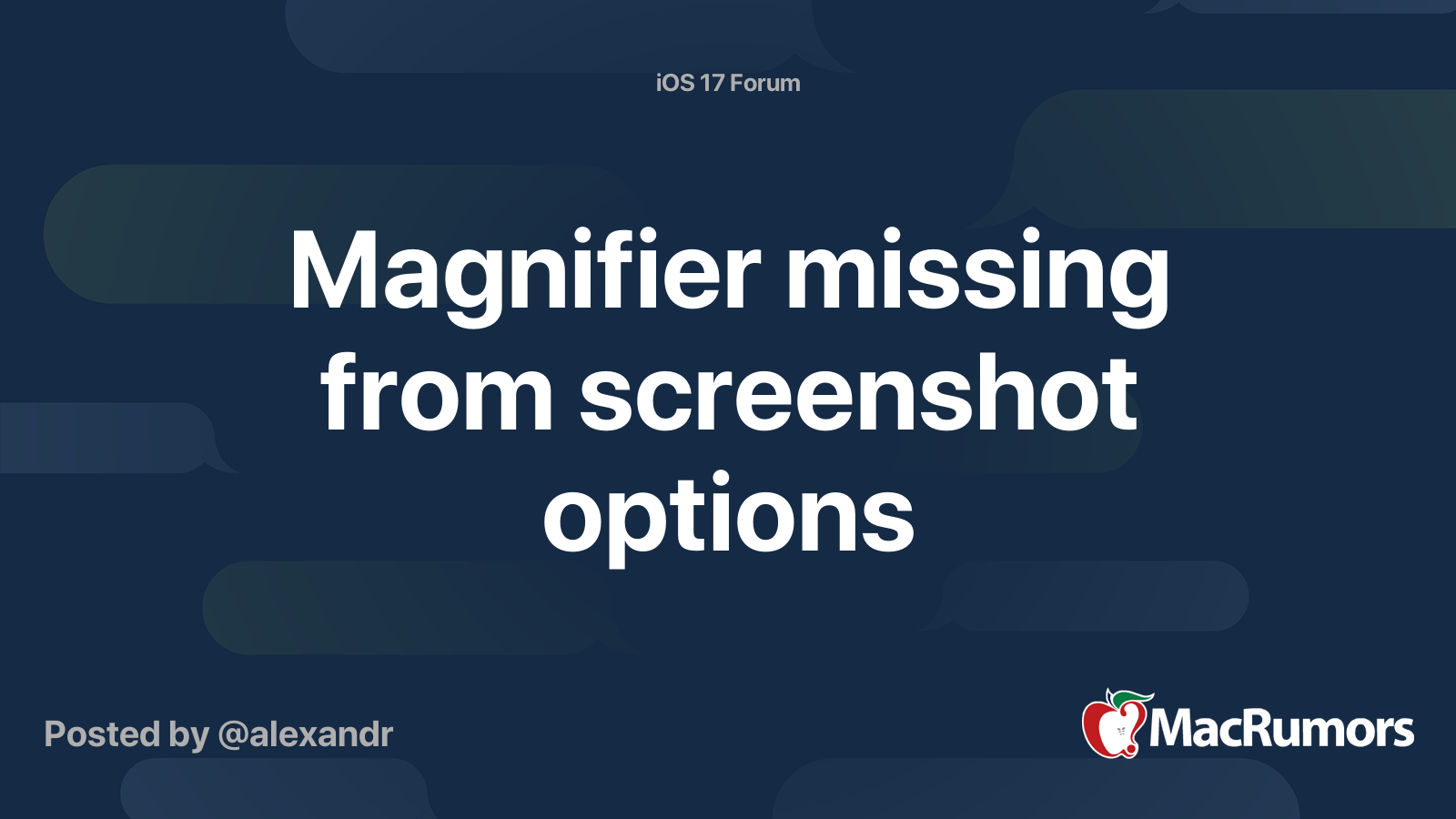 Magnifier missing from screenshot options | MacRumors Forums