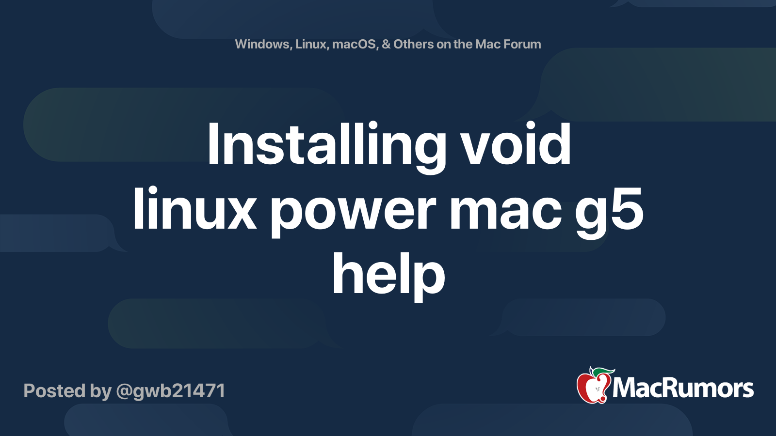 Installing void linux power mac g5 help | MacRumors Forums