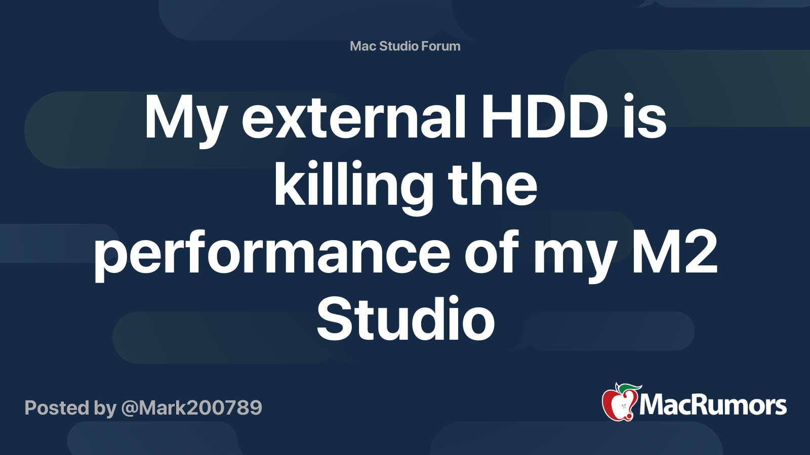 My external HDD is killing the performance of my M2 Studio | MacRumors Forums