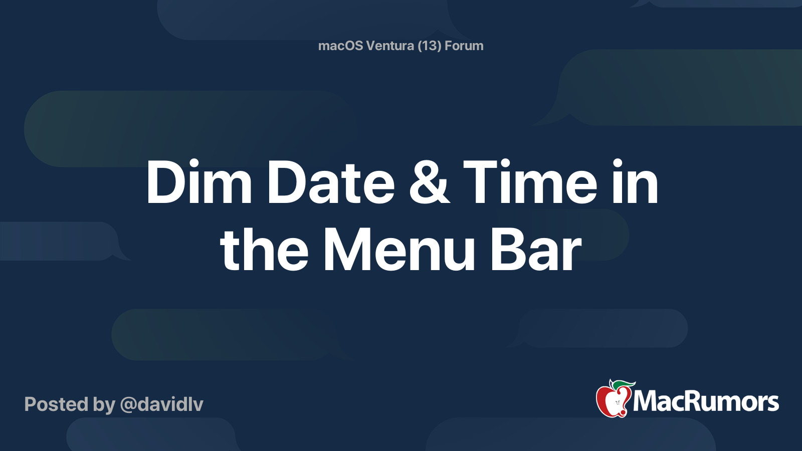 Dim Date & Time in the Menu Bar | MacRumors Forums