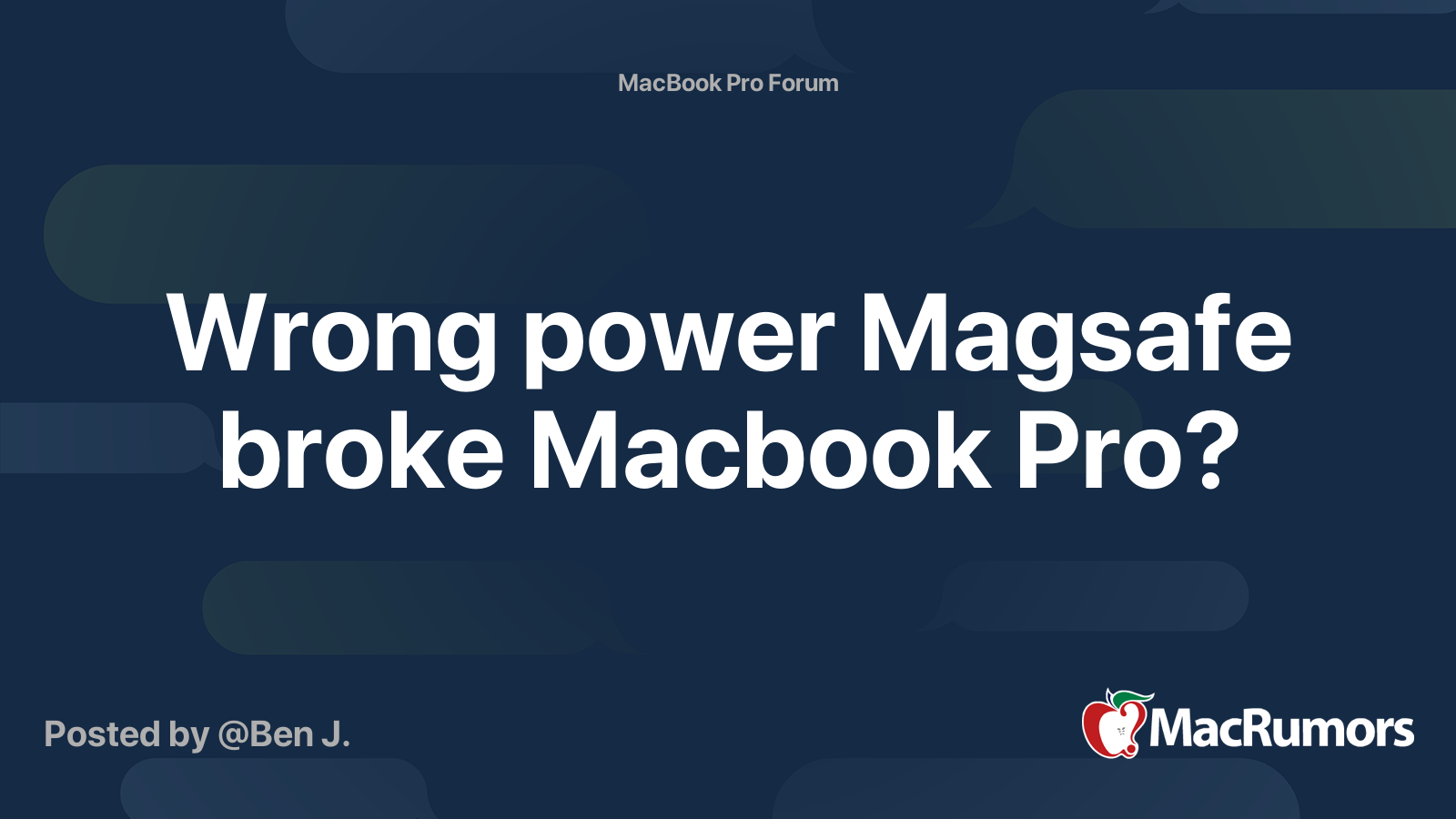 Wrong power Magsafe broke Macbook Pro? | MacRumors Forums