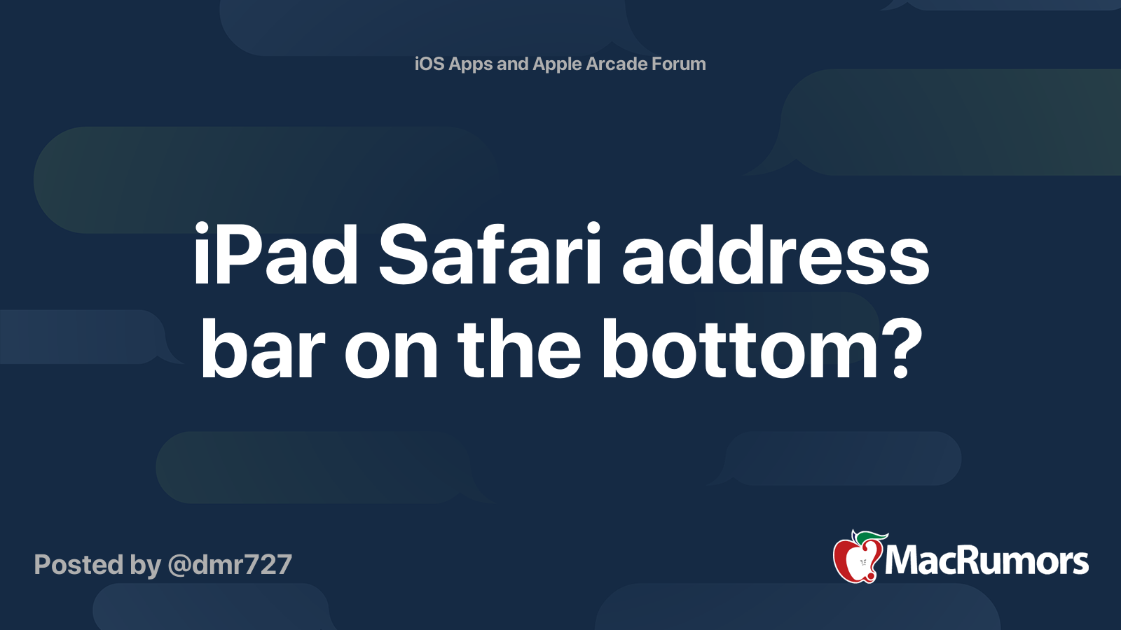 iPad Safari address bar on the bottom? | MacRumors Forums