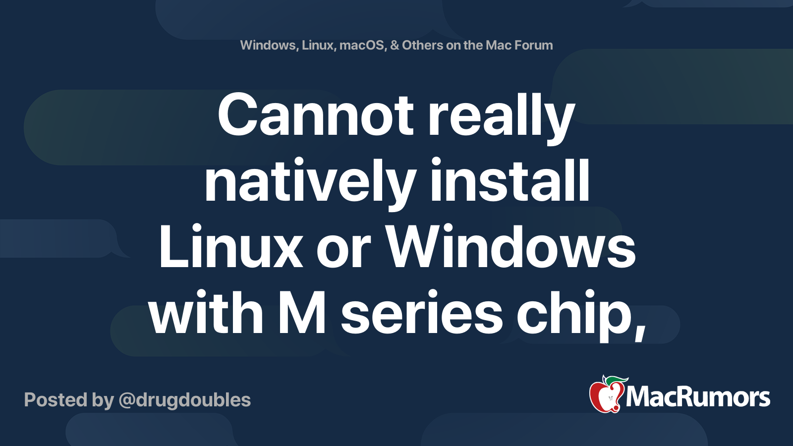 Cannot really natively install Linux or Windows with M series chip, MacBook or iMac is truly ...