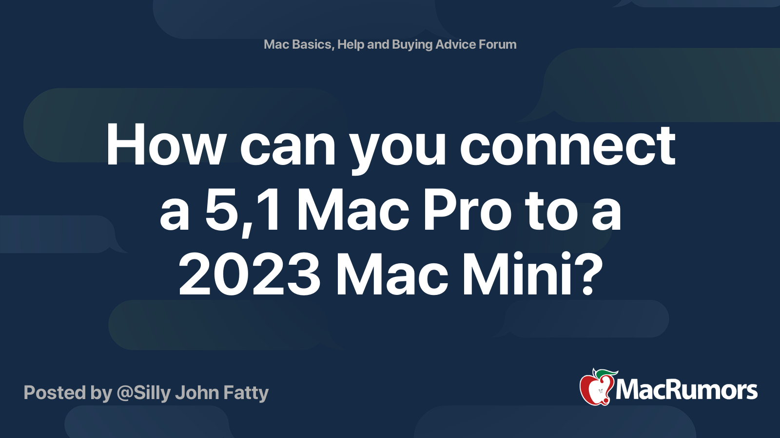 How can you connect a 5,1 Mac Pro to a 2023 Mac Mini? | MacRumors Forums