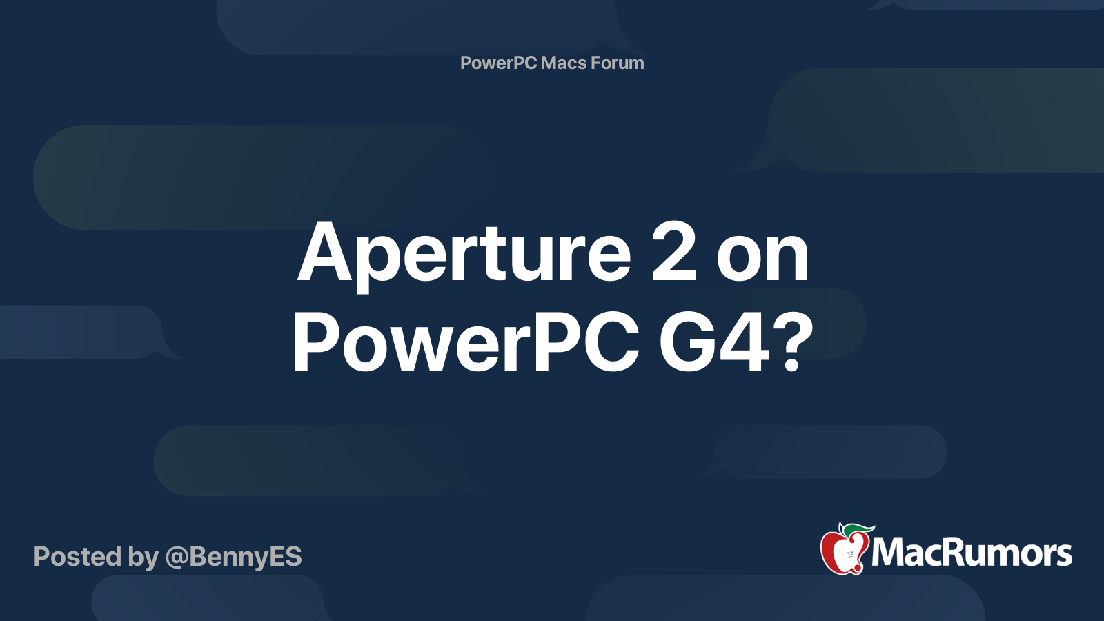 Aperture 2 on PowerPC G4? | MacRumors Forums