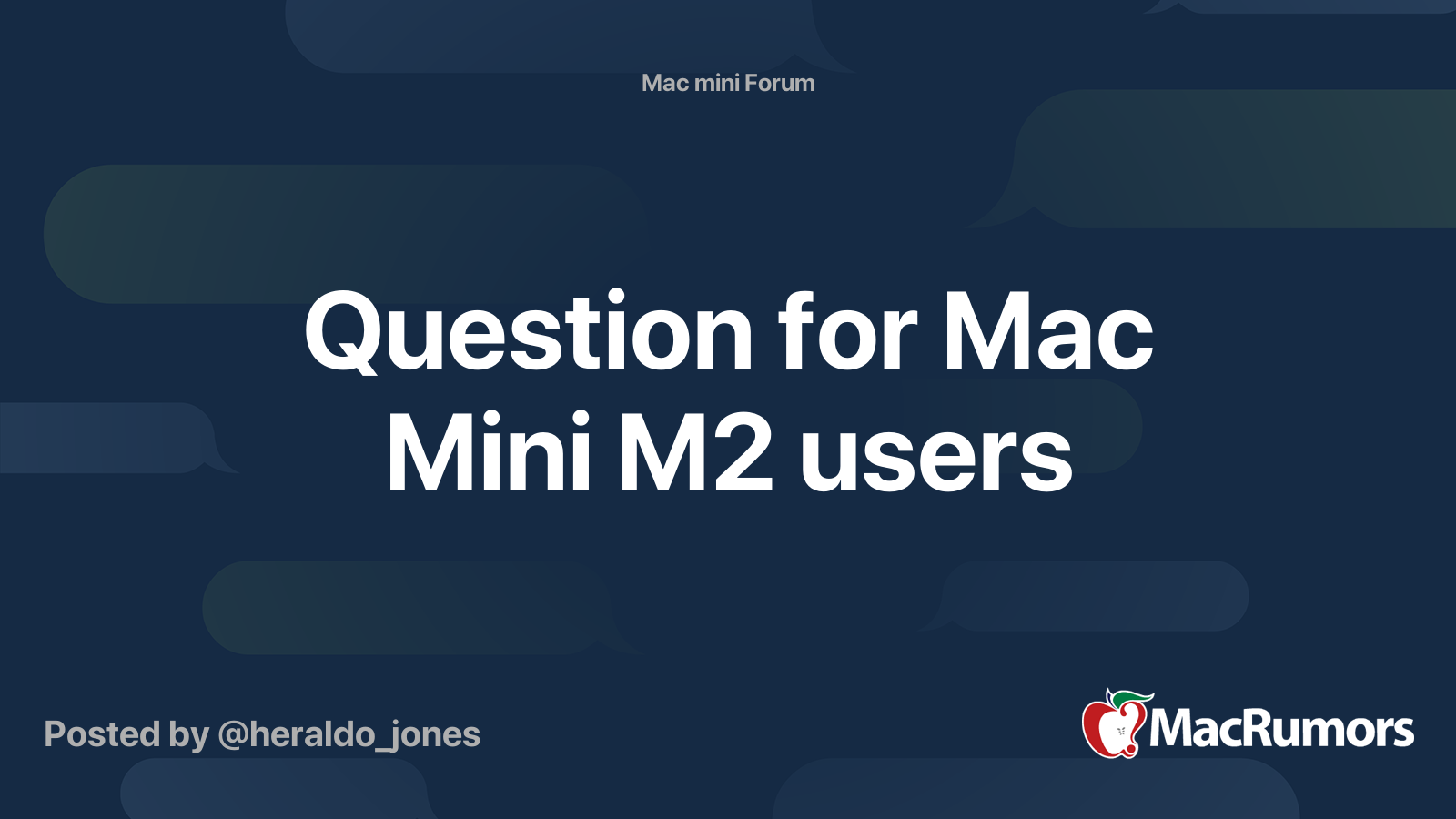 Question for Mac Mini M2 users | MacRumors Forums