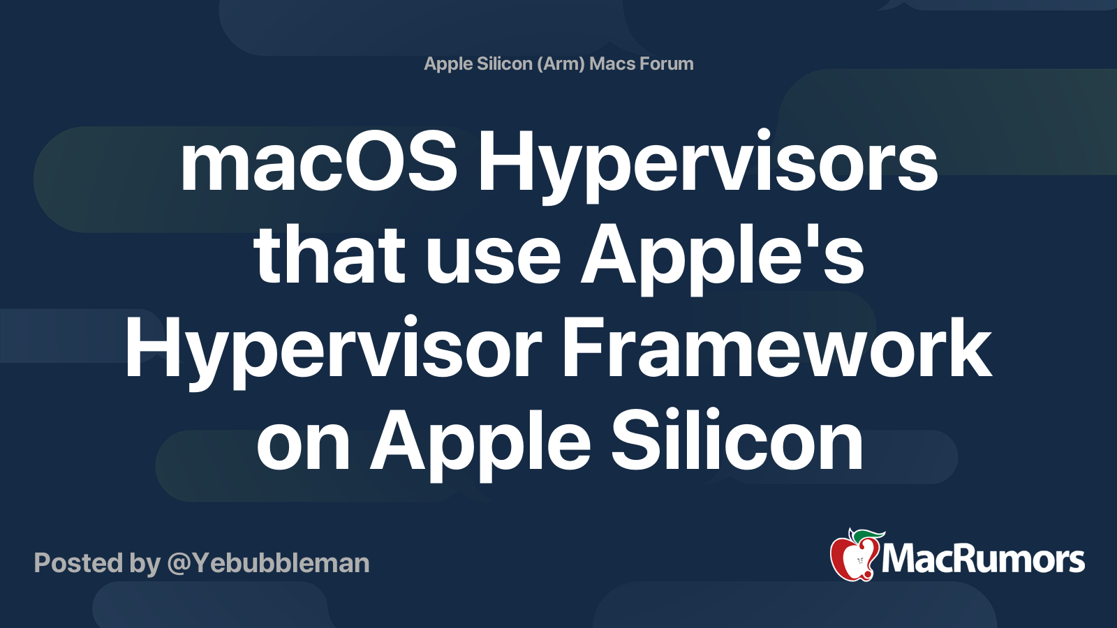 macOS Hypervisors that use Apple's Hypervisor Framework on Apple Silicon Macs | MacRumors Forums