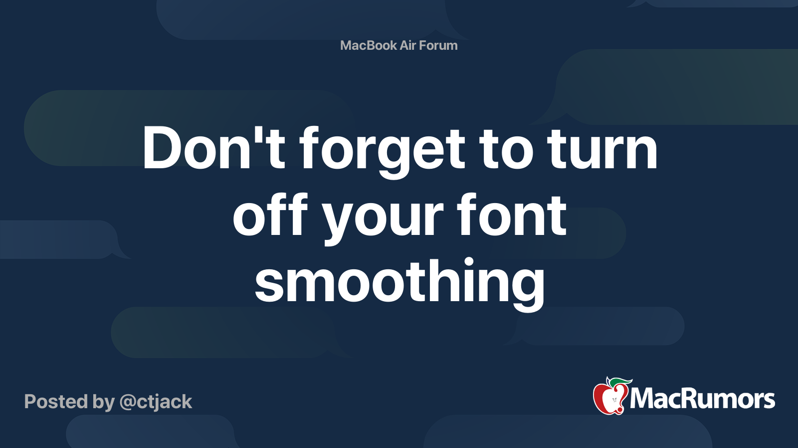 Don't forget to turn off your font smoothing | MacRumors Forums