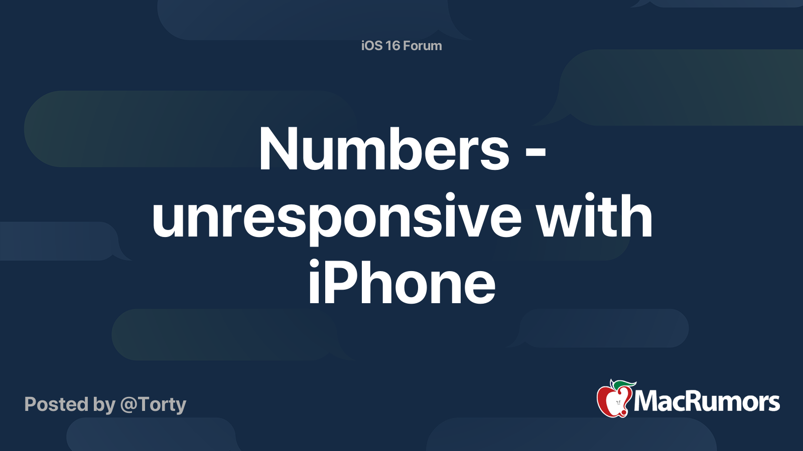 Numbers - unresponsive with iPhone | MacRumors Forums