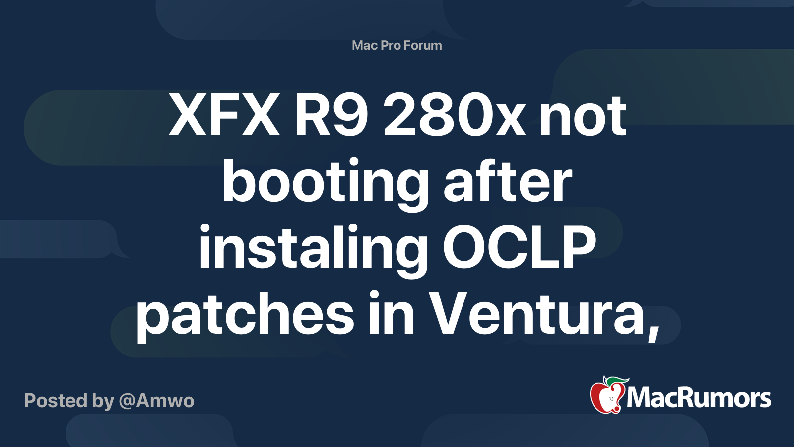 XFX R9 280x not booting after instaling OCLP patches in Ventura, works sluggish before patches ...
