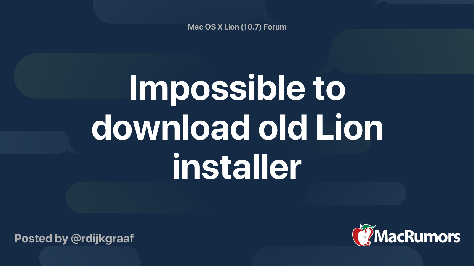 Impossible to download old Lion installer | MacRumors Forums