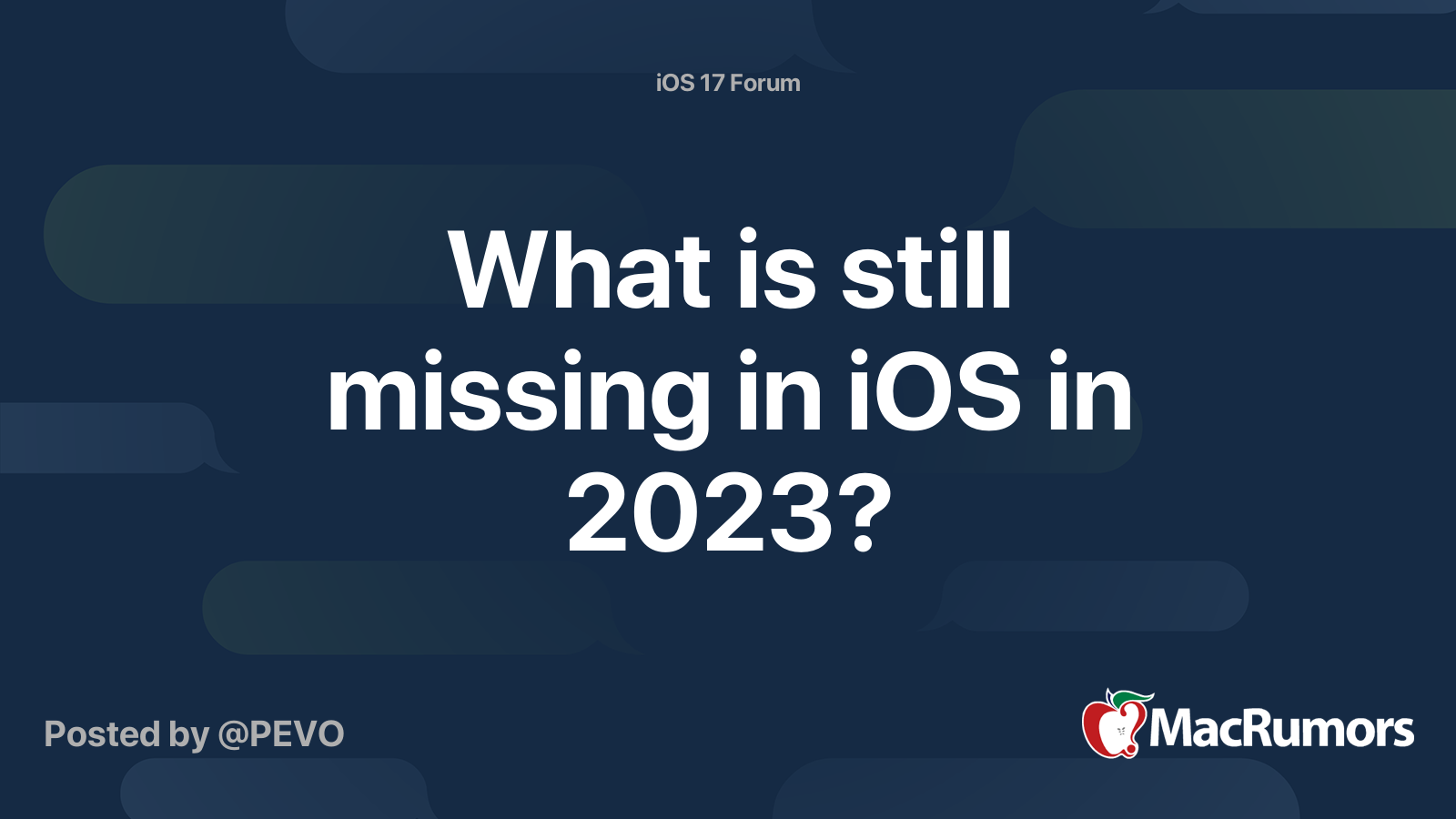 What is still missing in iOS in 2023? | MacRumors Forums