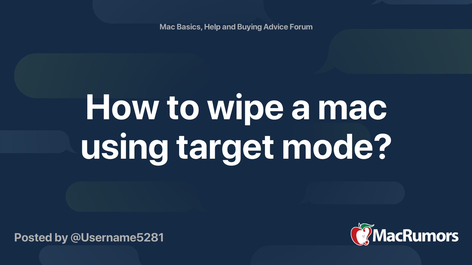How to wipe a mac using target mode? | MacRumors Forums