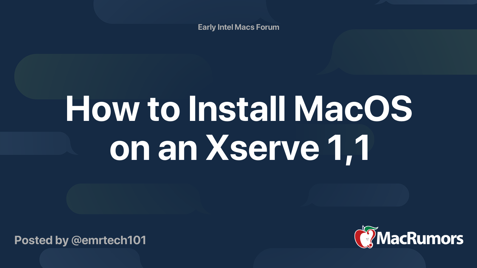 How to Install MacOS on an Xserve 1,1 | MacRumors Forums