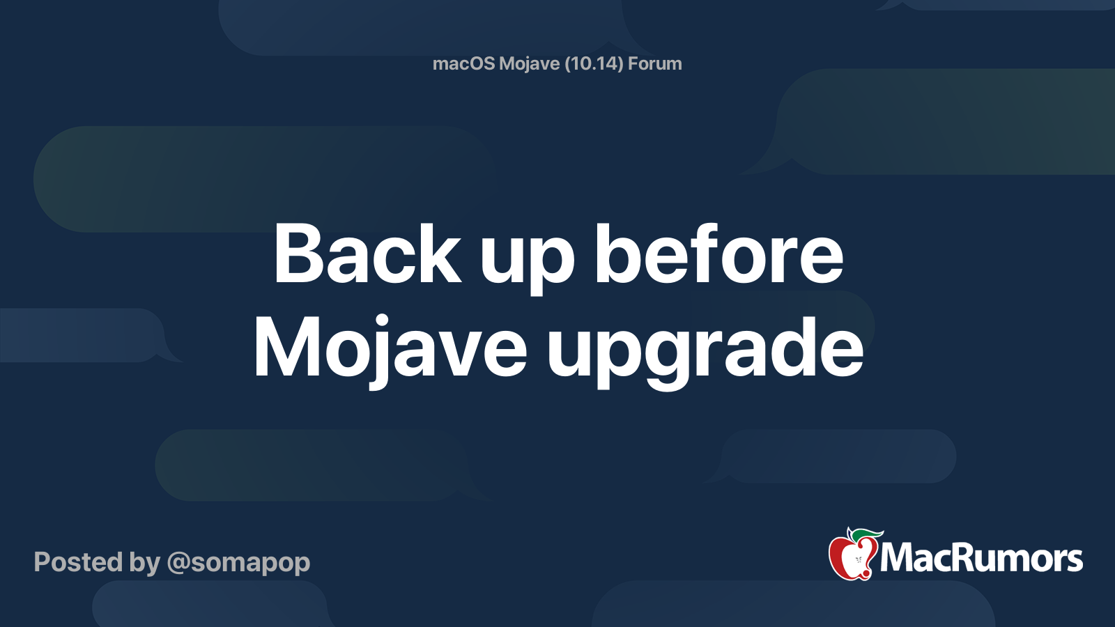 Back up before Mojave upgrade | MacRumors Forums