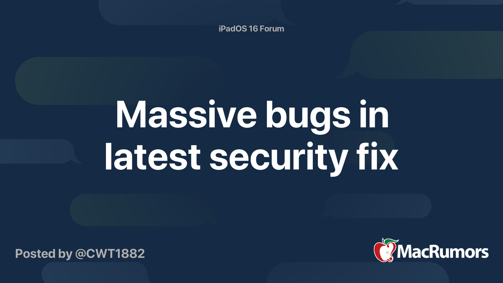 Massive bugs in latest security fix | MacRumors Forums