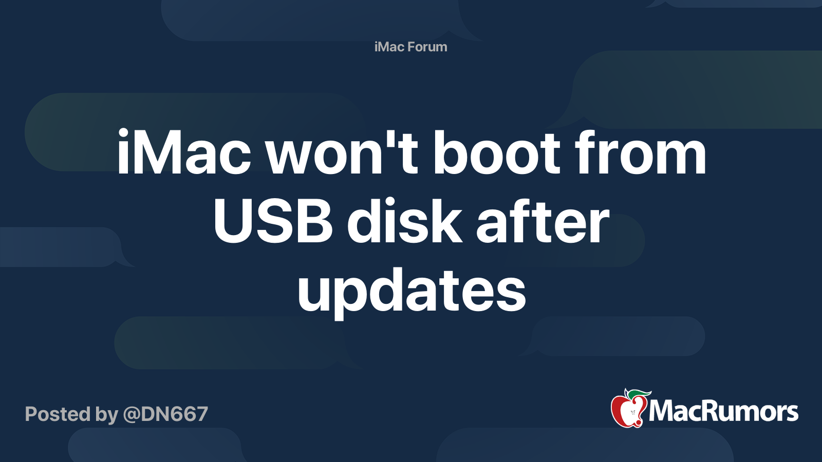 iMac won't boot from USB disk after updates | MacRumors Forums