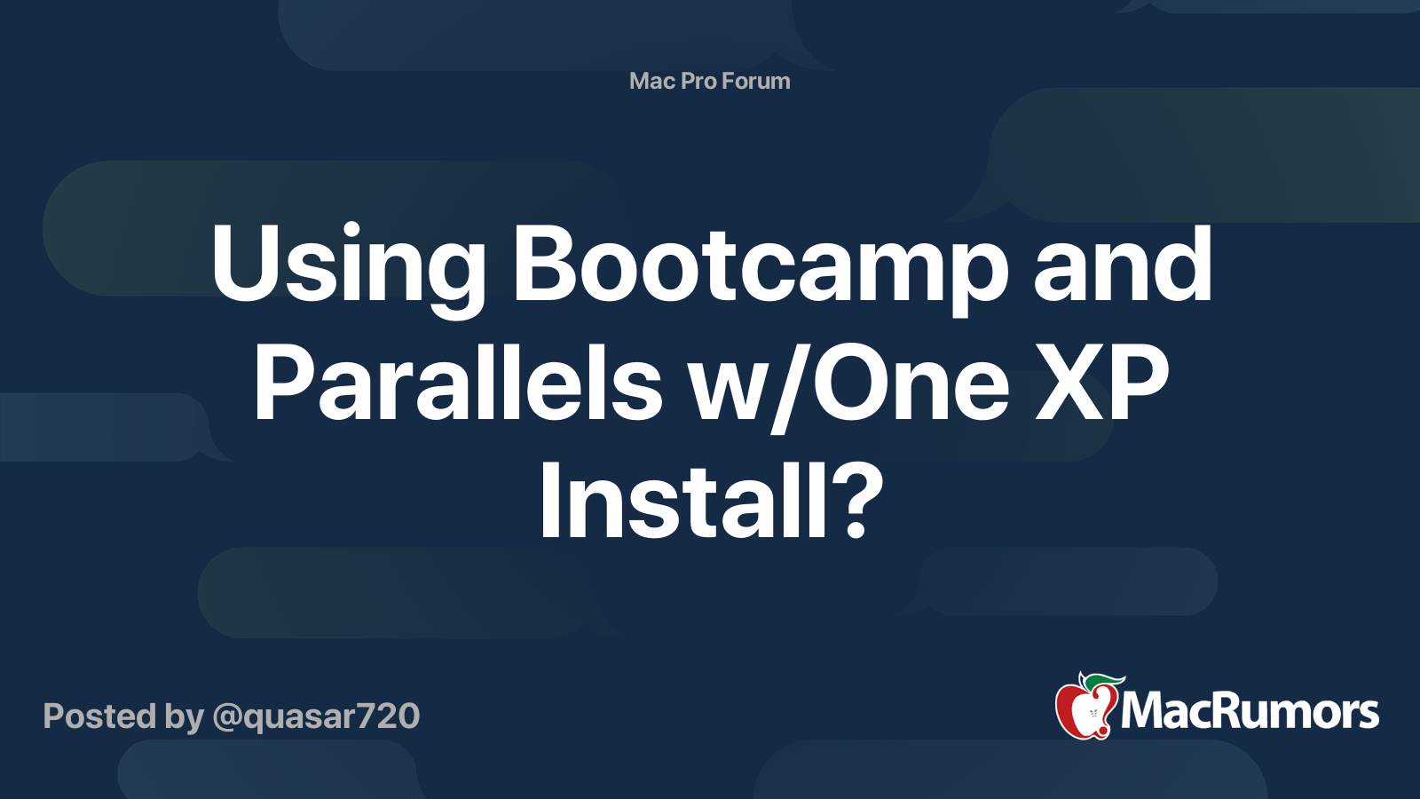 Using Bootcamp and Parallels w/One XP Install? | MacRumors Forums