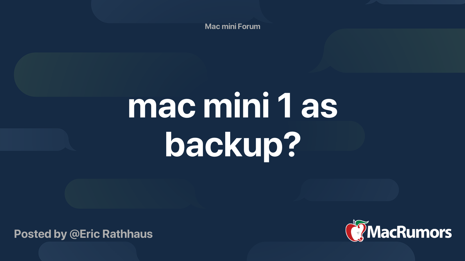 mac mini 1 as backup? | MacRumors Forums