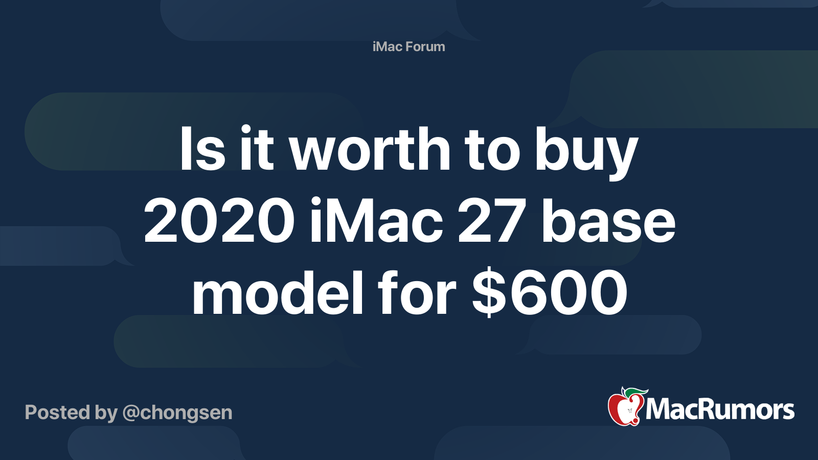 Is it worth to buy 2020 iMac 27 base model for $600 | MacRumors Forums