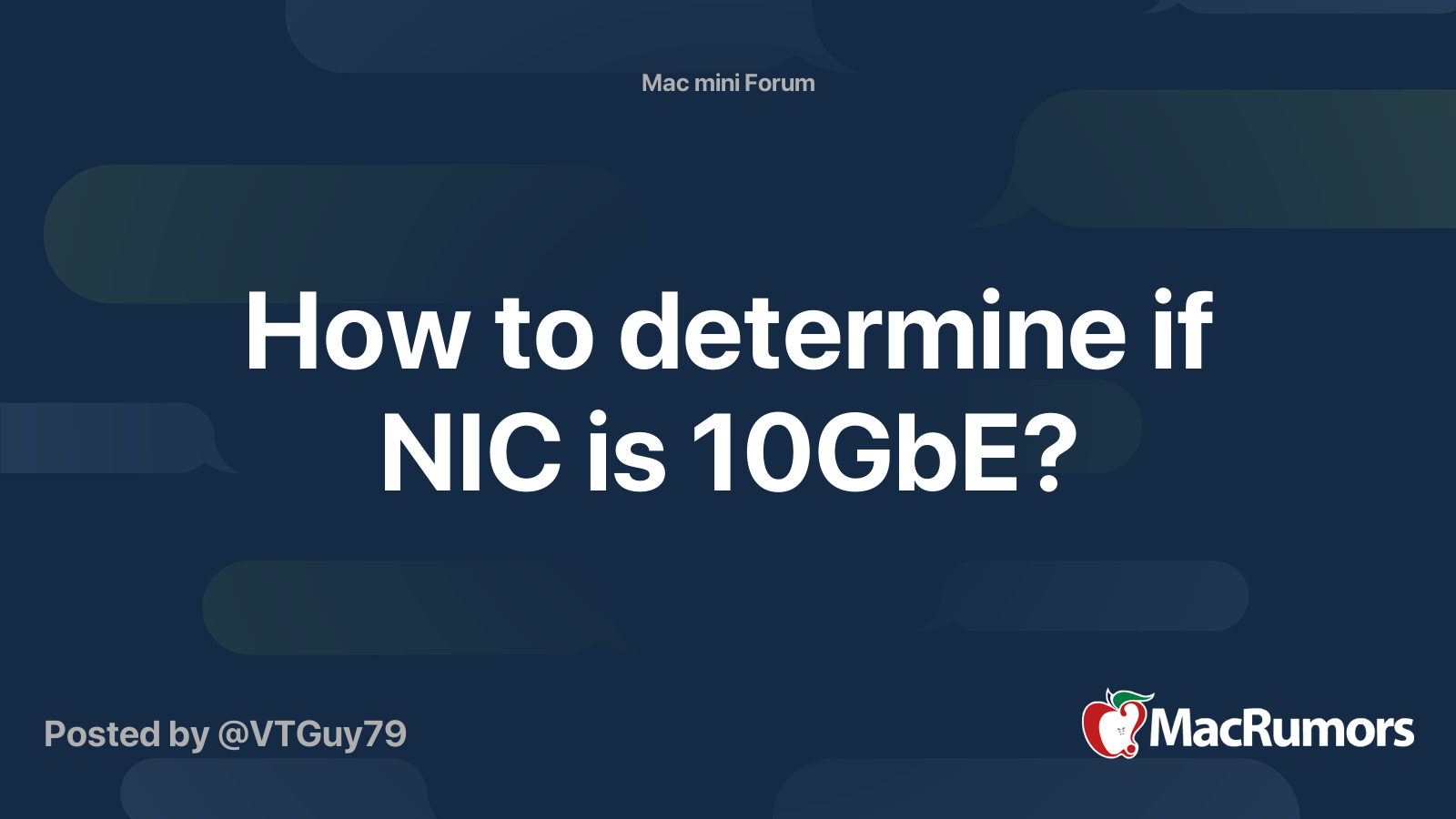 How to determine if NIC is 10GbE? | MacRumors Forums