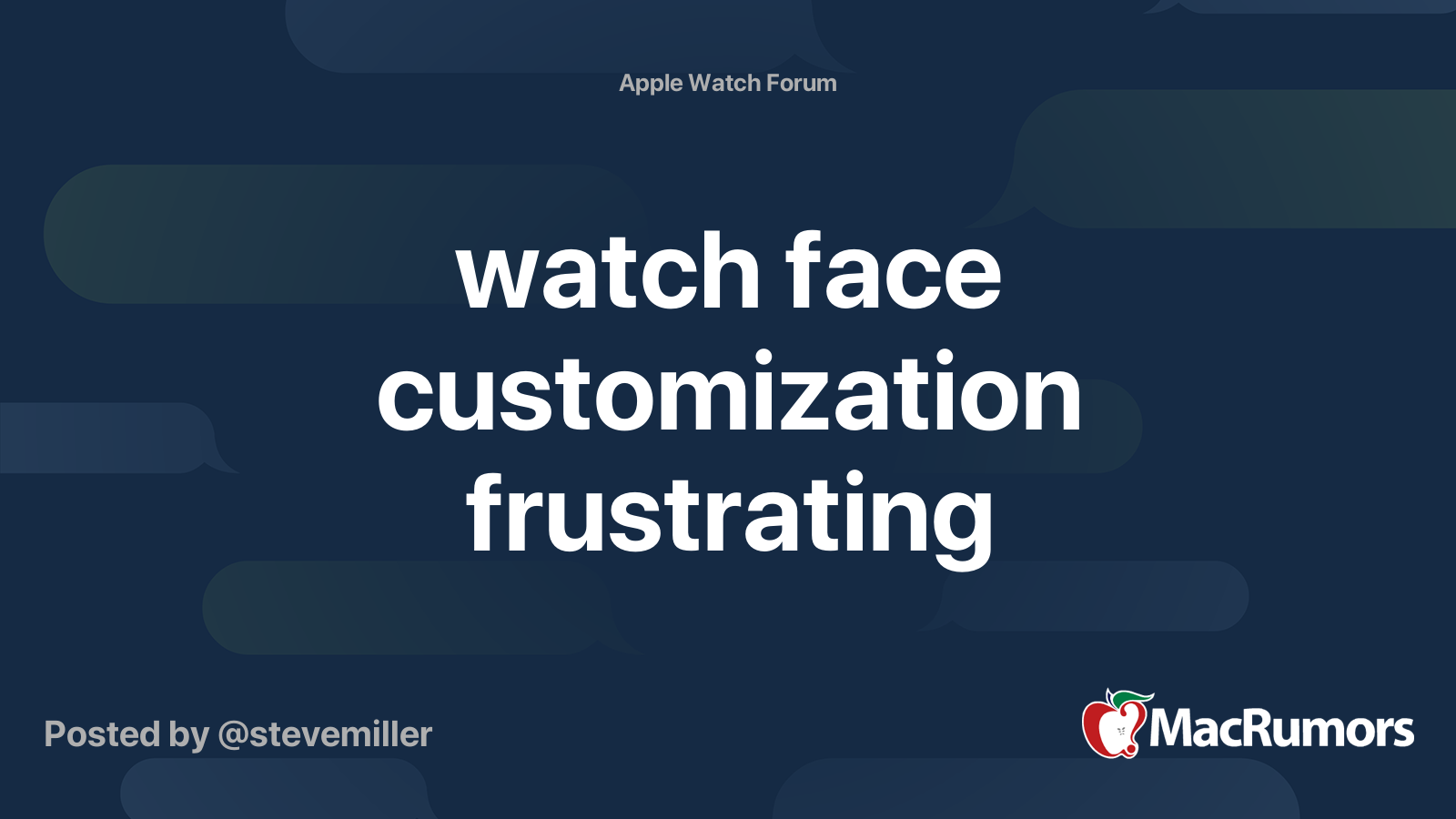 watch face customization frustrating | MacRumors Forums