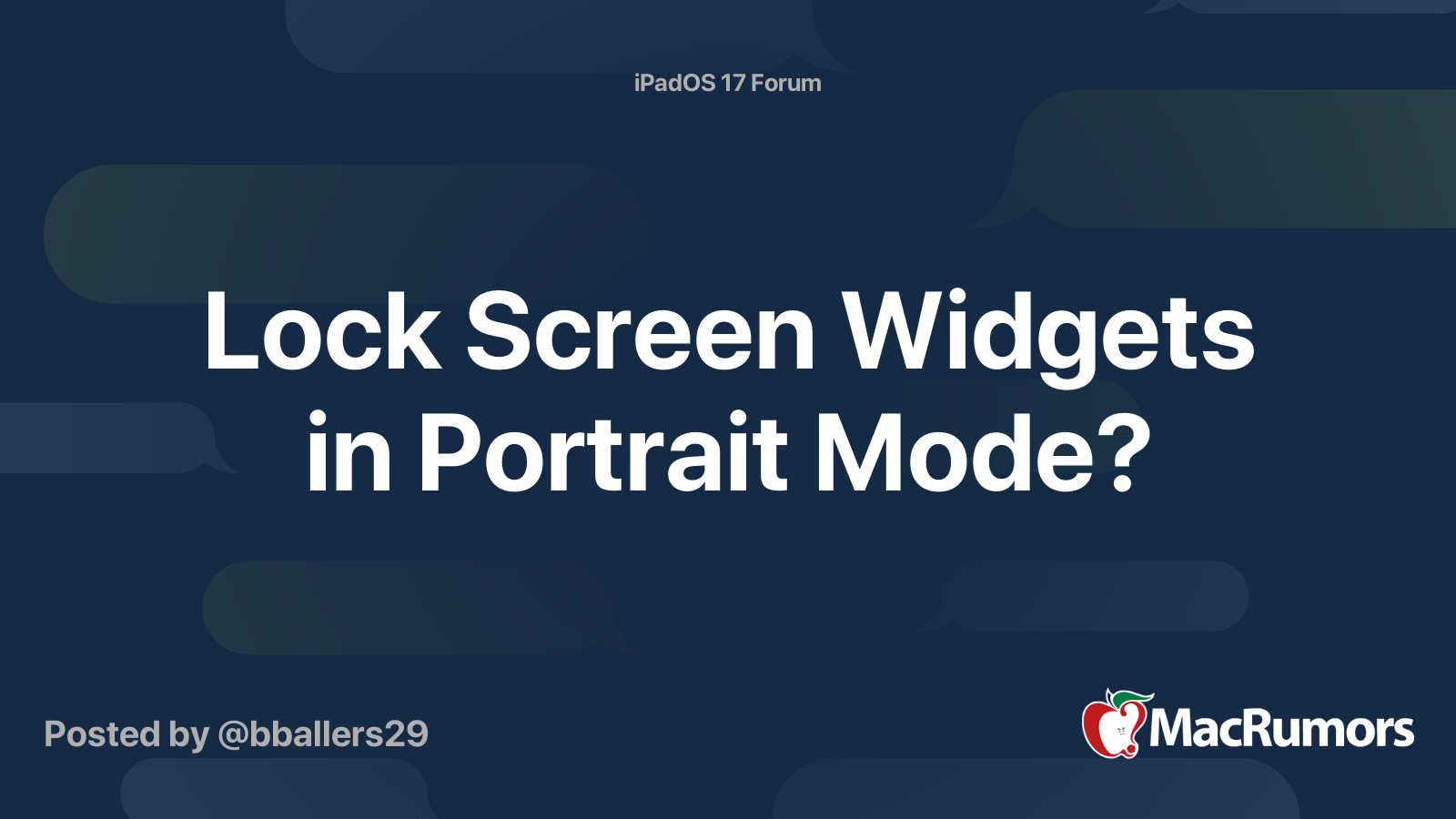 Lock Screen Widgets in Portrait Mode? | MacRumors Forums