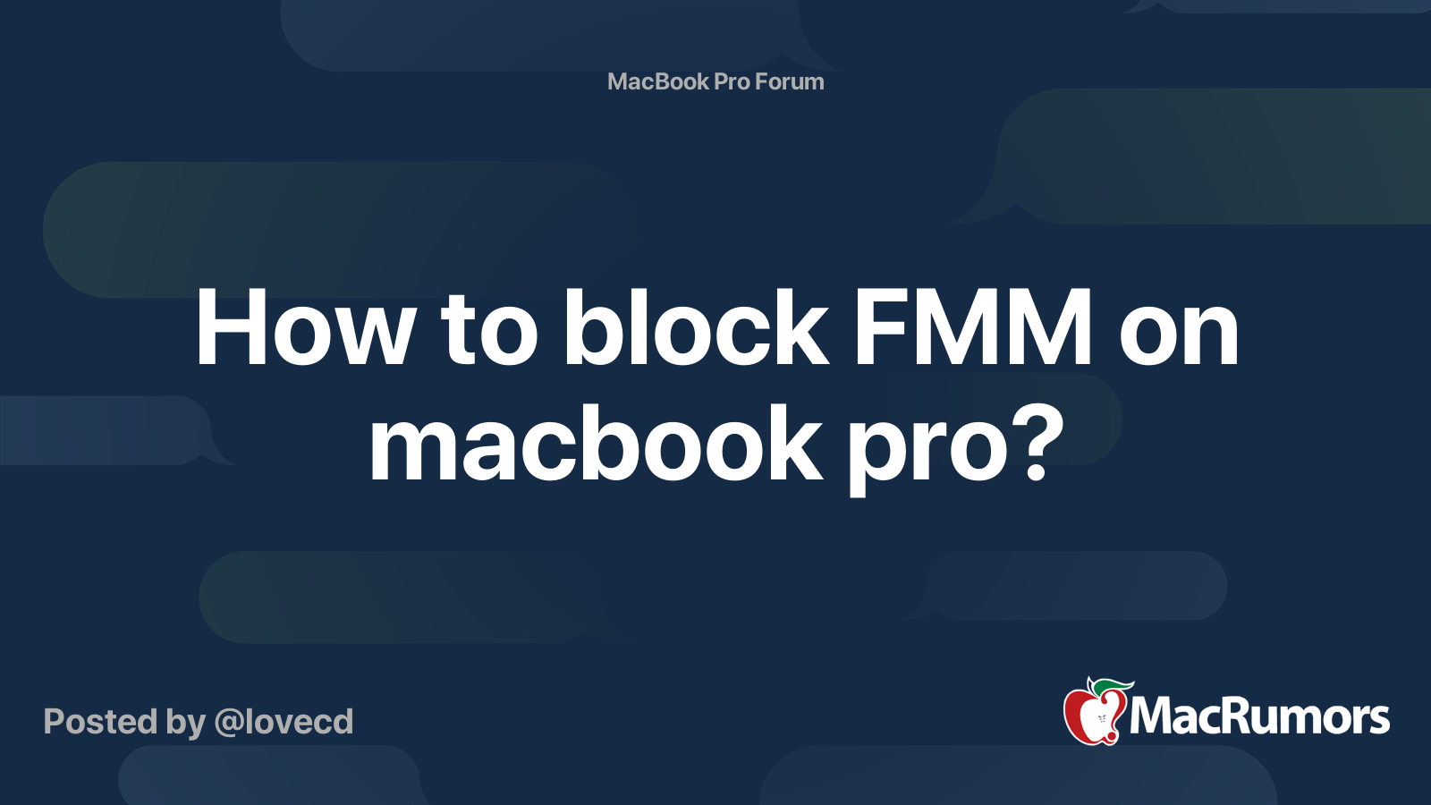 How to block FMM on macbook pro? | MacRumors Forums