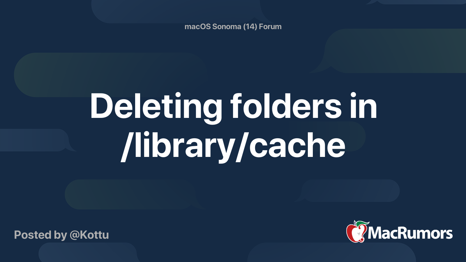 Deleting folders in /library/cache | MacRumors Forums