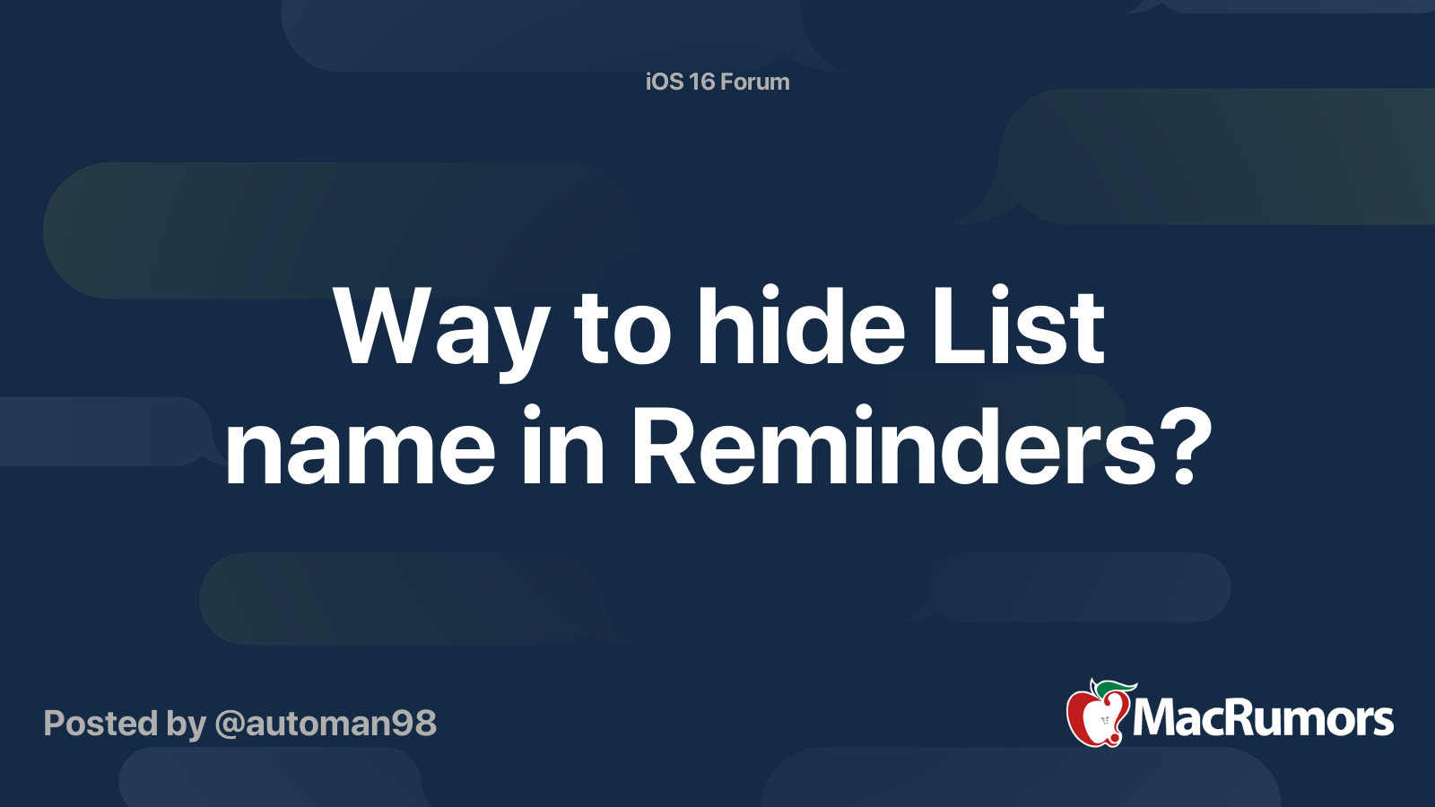Way to hide List name in Reminders? | MacRumors Forums