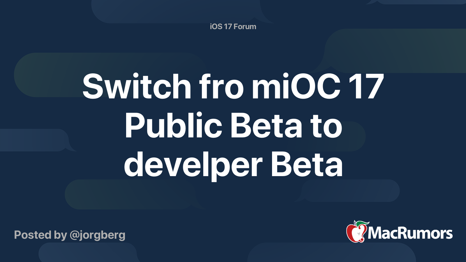 Switch fro miOC 17 Public Beta to develper Beta | MacRumors Forums