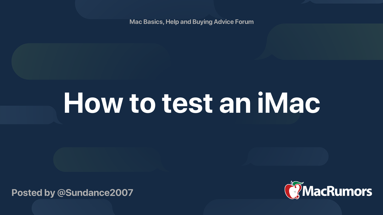 How to test an iMac | MacRumors Forums
