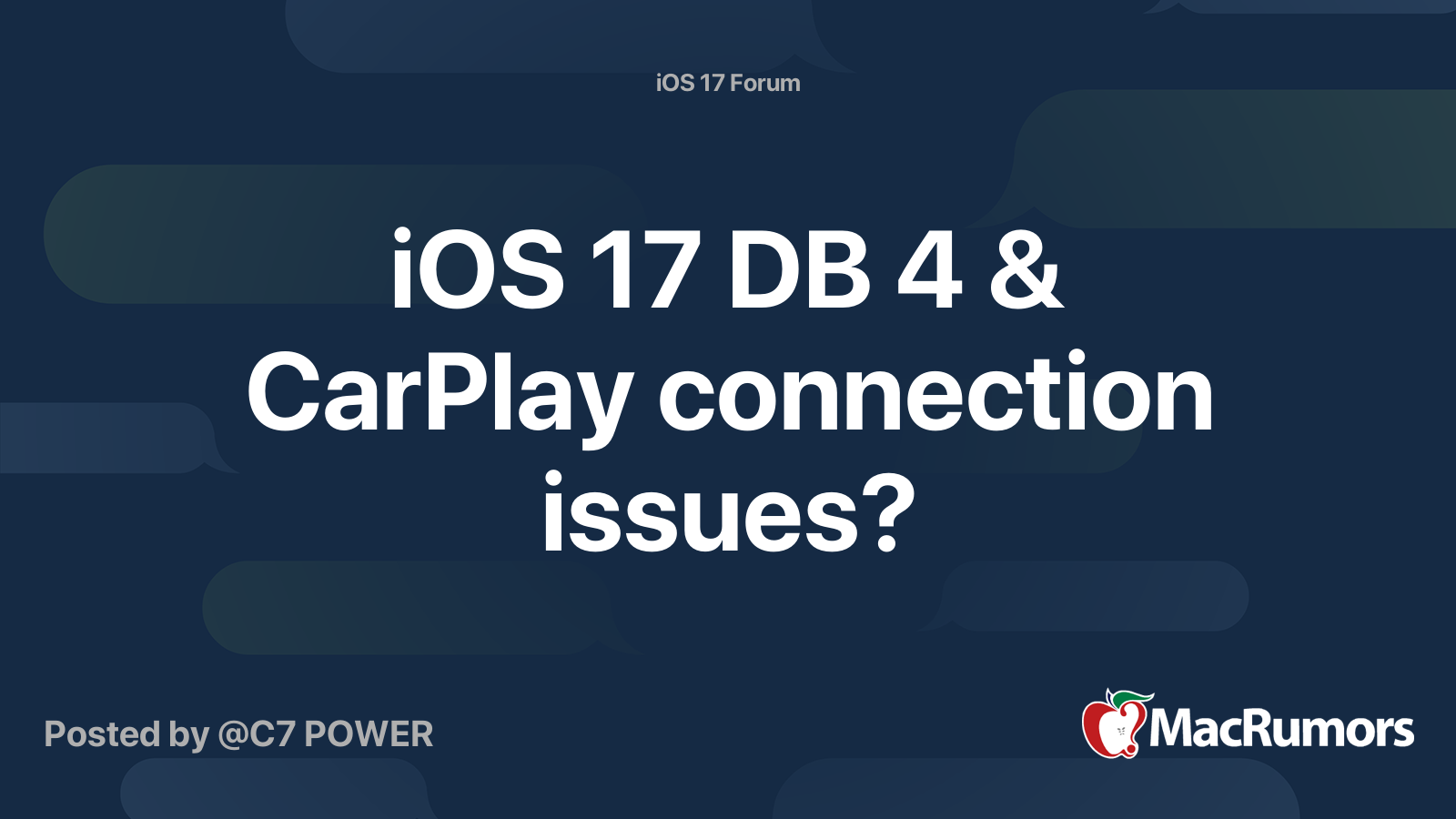 iOS 17 DB 4 & CarPlay connection issues? | MacRumors Forums