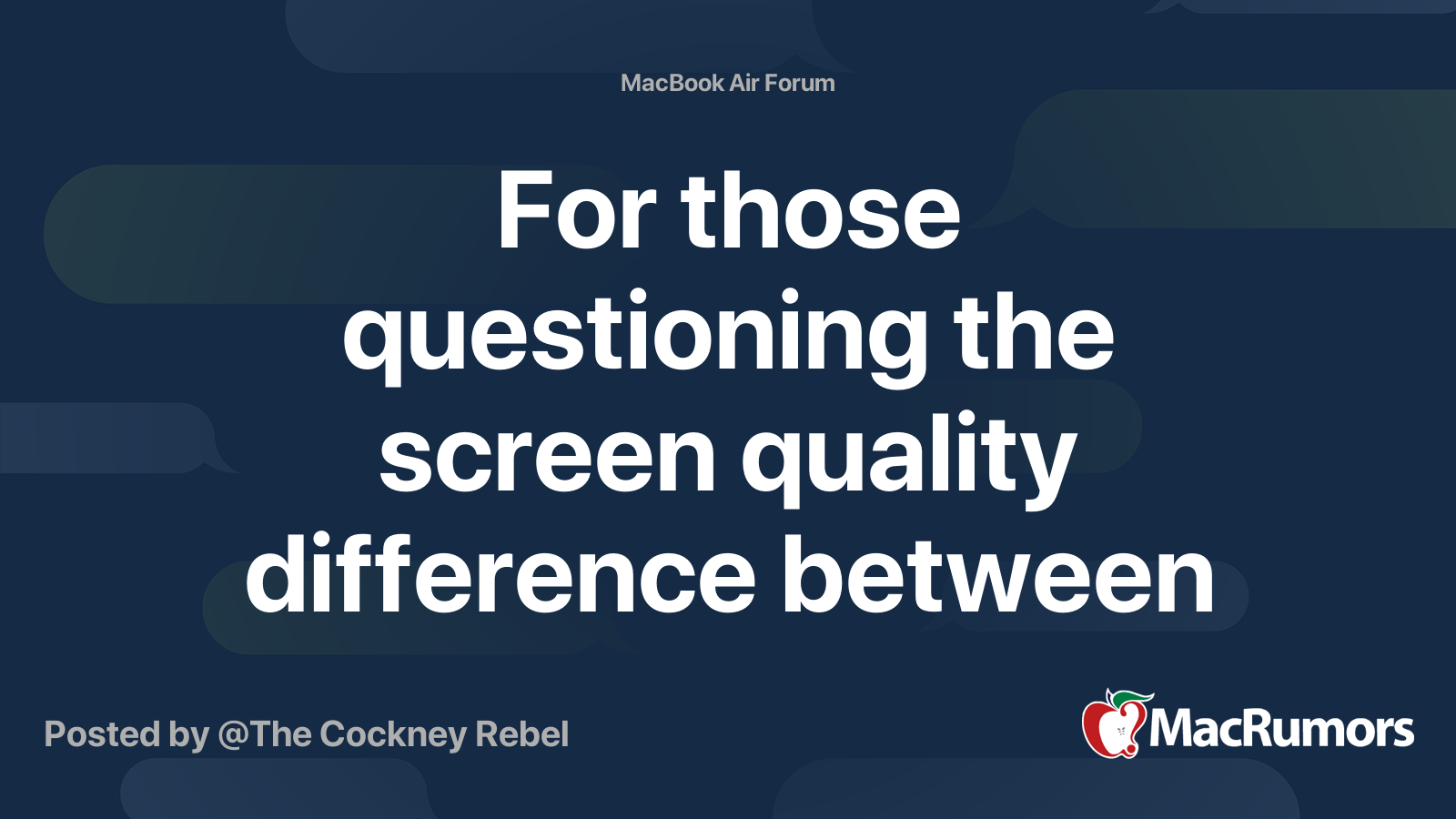 For those questioning the screen quality difference between the MBA & MBP ... | MacRumors Forums