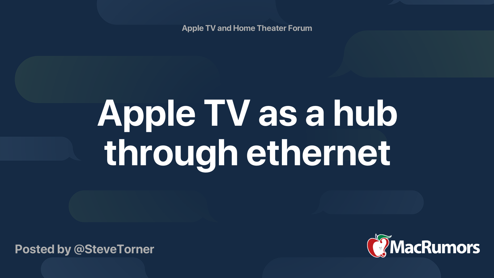 Apple TV as a hub through ethernet | MacRumors Forums
